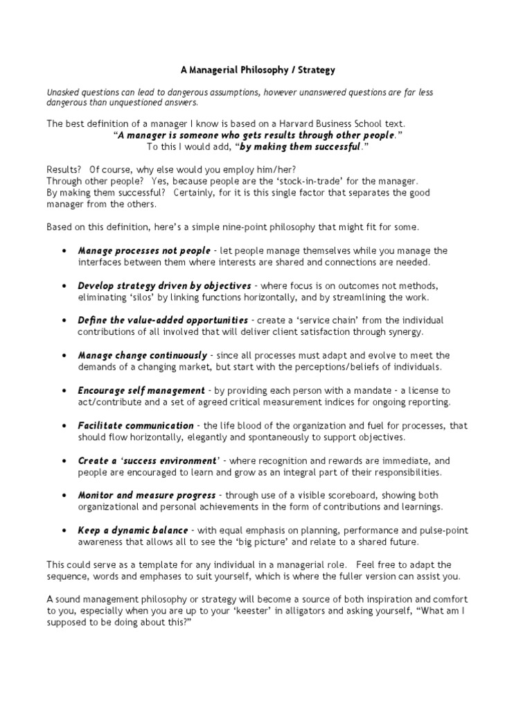 A Philosophy of Process Management: Achieving Success Through Self ...