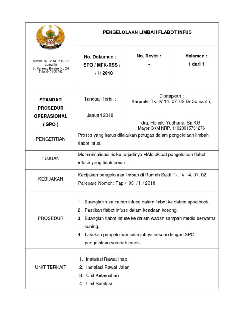 Spo Pembuangan Flabot Infus | PDF | Pengembangan Diri | Kesehatan Holistik