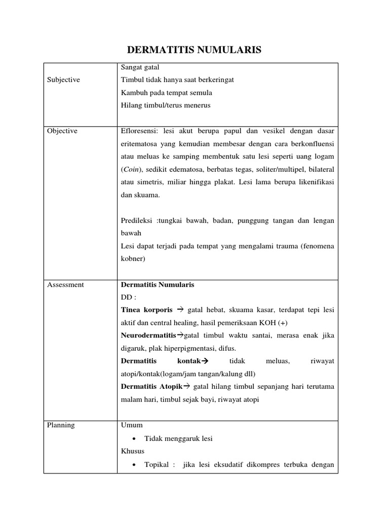SOAP Dermatitis Numularis, Neurodermatitis | PDF