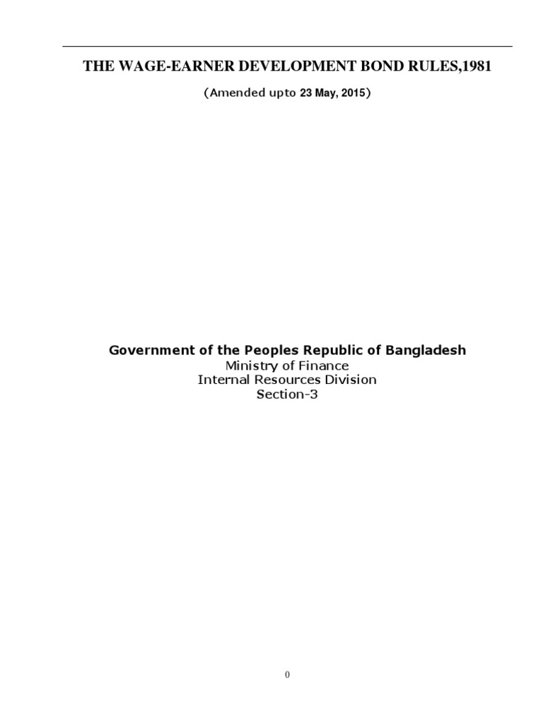 Bangladesh Wage-Earner Development Bond Rules | PDF | Bonds (Finance) | Interest