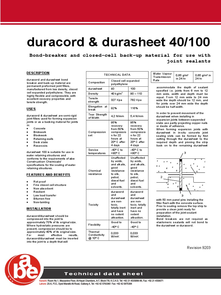 Duracord Durasheet | PDF | Diesel Engine | Concrete
