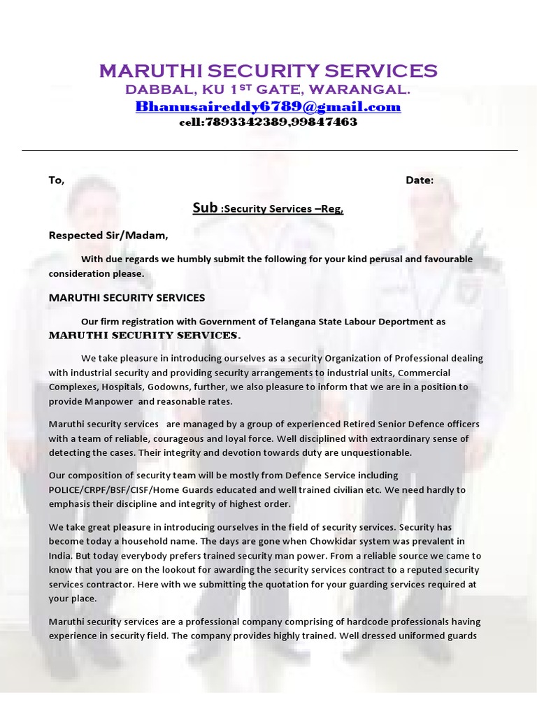 MARUTHI SECURITY SERVICES Full Quotation With Watermark | PDF ...