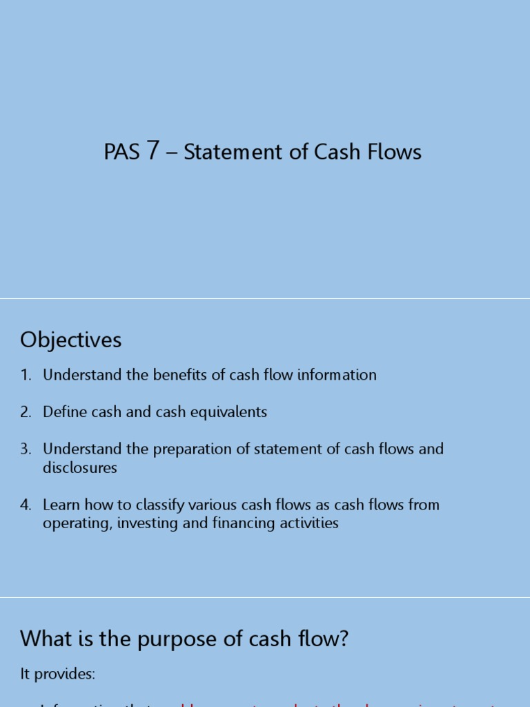 PAS 7 - Statement of Cash Flow | PDF | Cash Flow Statement | Cash And ...
