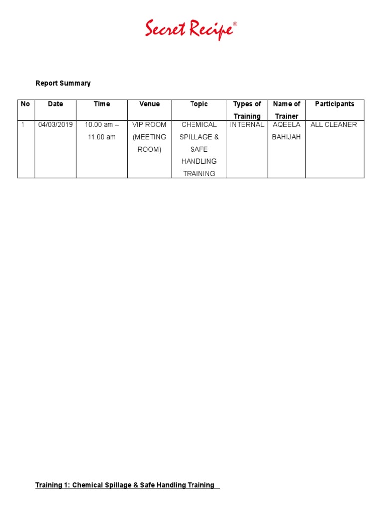 Chemical Spillage Training | PDF | Prevention | Safety
