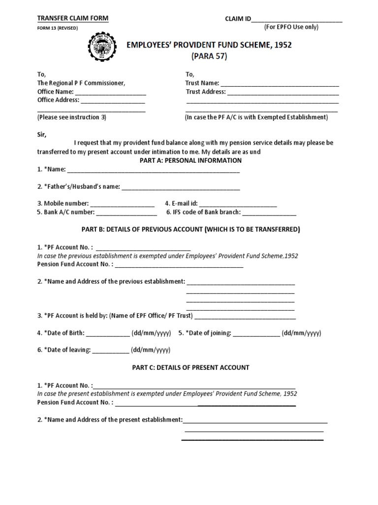 Transfer Claim Form | PDF | Government | Business