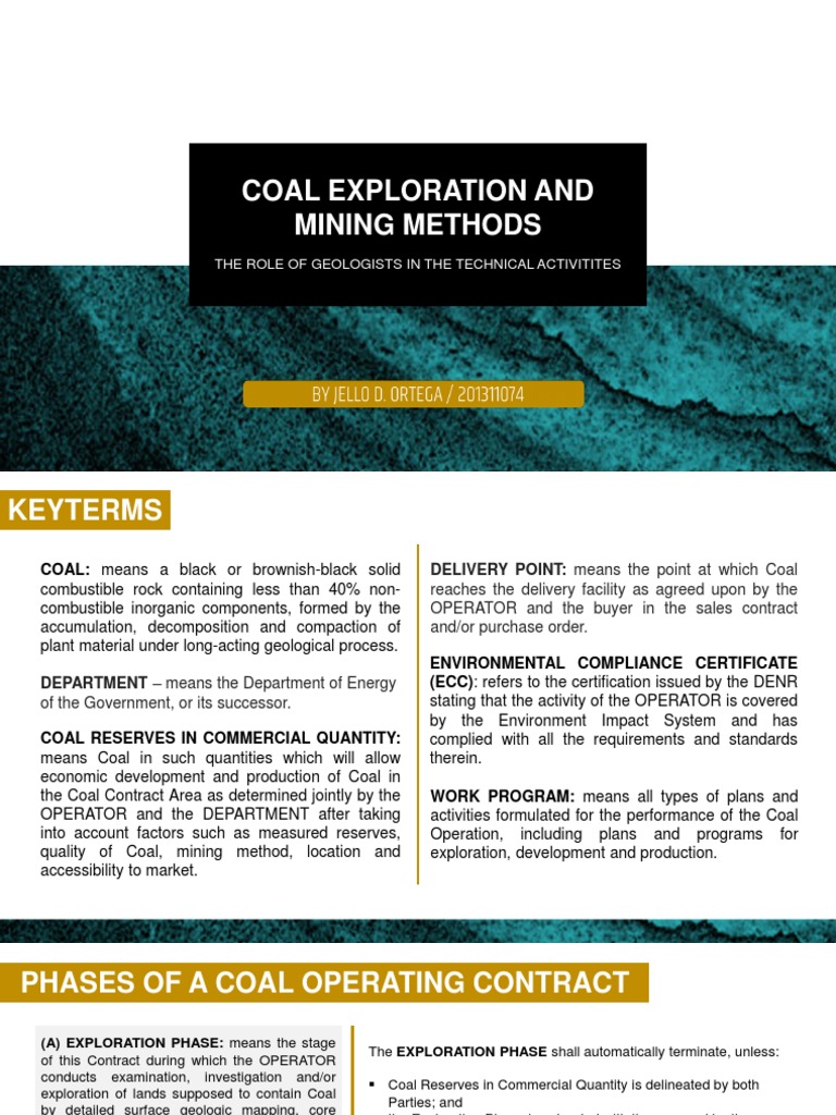Coal Exploration and Mining Methods | PDF | Geology | Mining