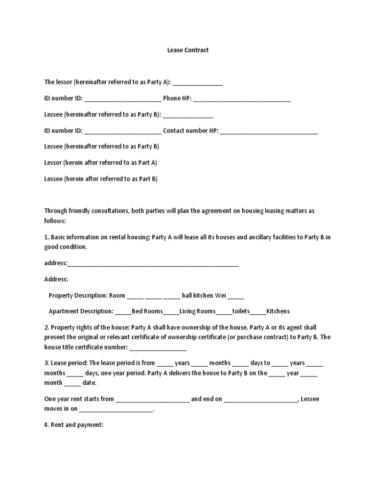 Lease Contract English | PDF | Lease | Renting