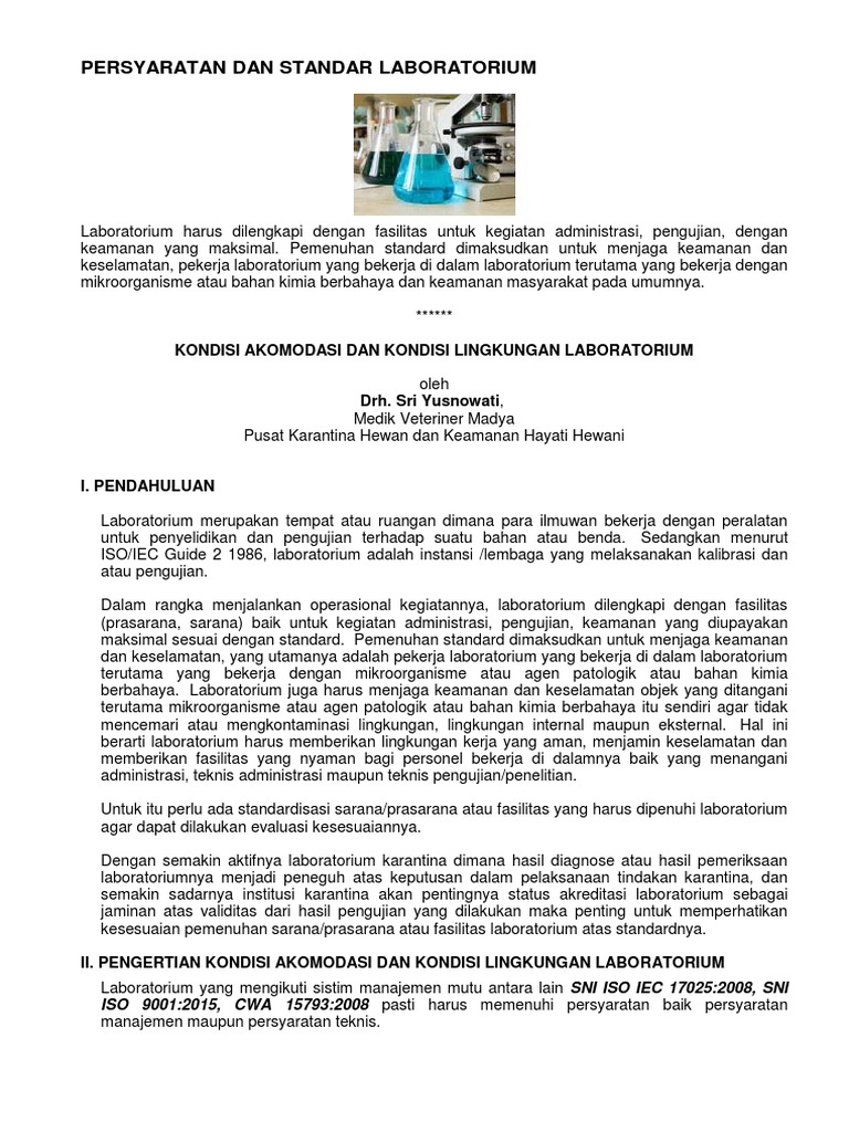 Persyaratan Dan Standar Laboratorium | PDF