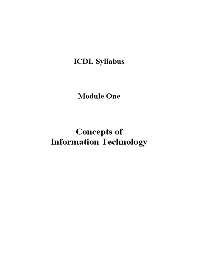 ICDL Module 1 IT Concepts PDF | PDF | Random Access Memory | Internet