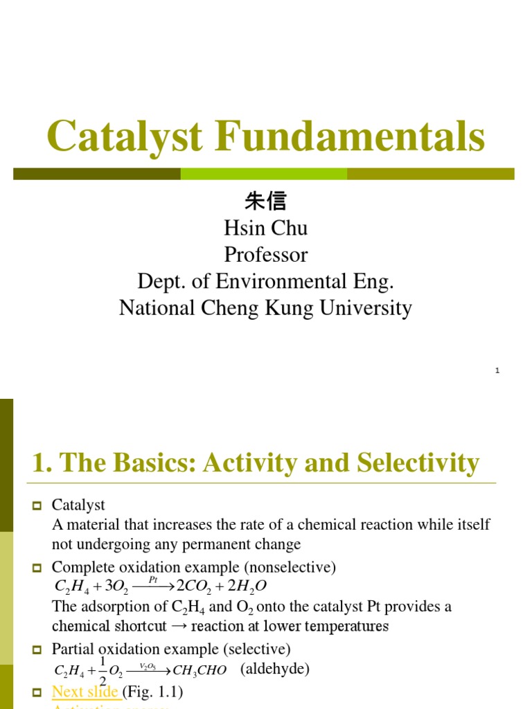 01-Catalyst Fundamentals | PDF | Catalysis | Reaction Rate
