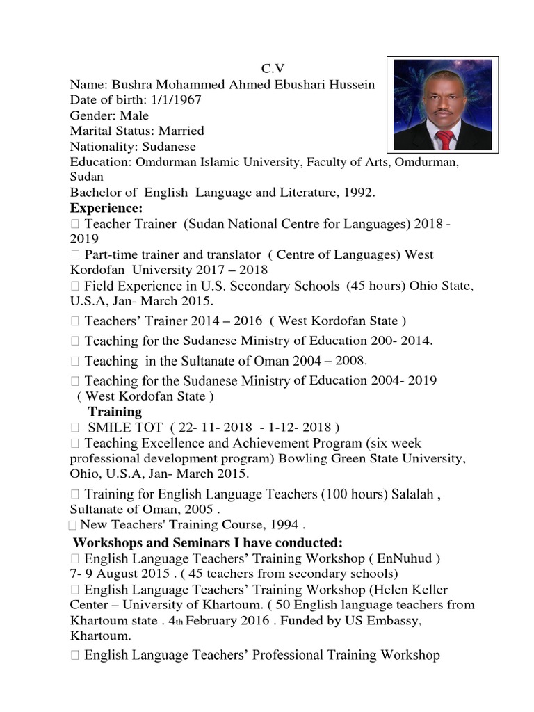 Omdurman Islamic University Graduate CV | PDF | Foreign Language Studies