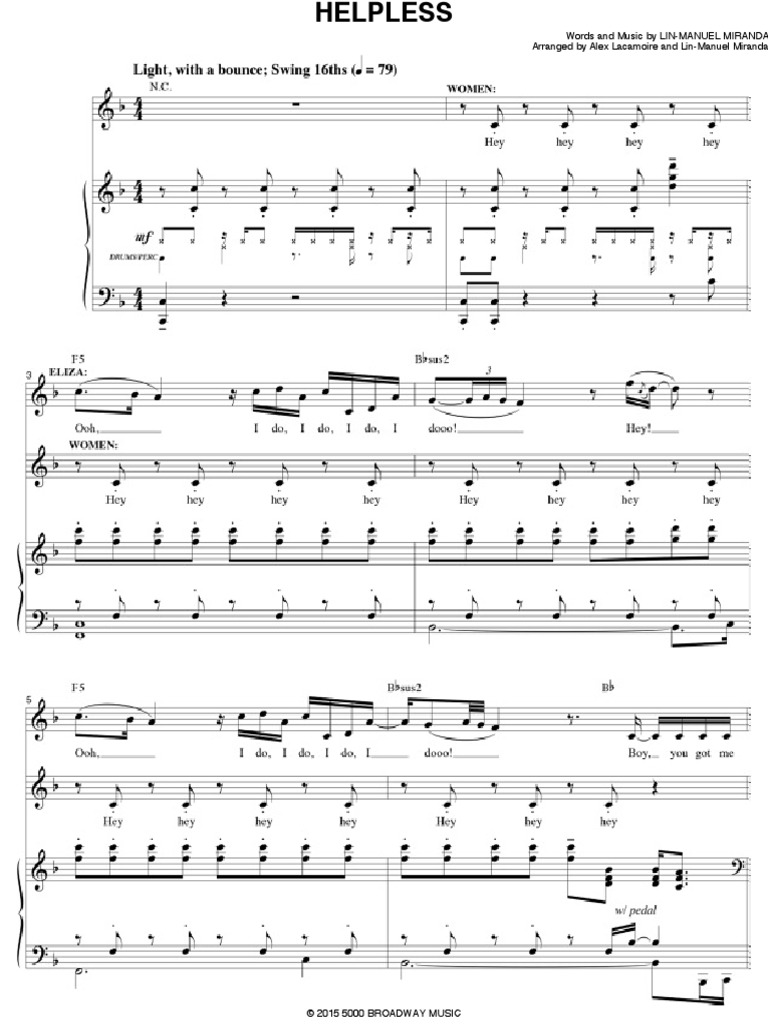 Words and Music by LIN-MANUEL MIRANDA Arranged by Alex Lacamoire and ...