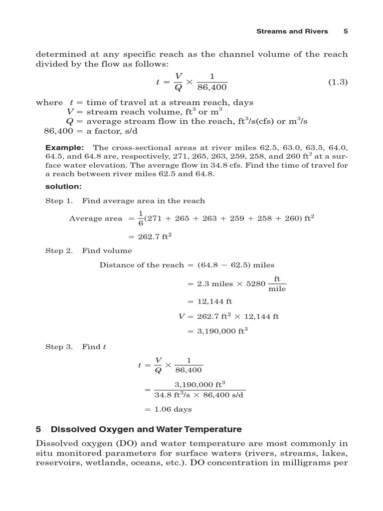 Example:: 5 Dissolved Oxygen and Water Temperature | PDF | Oxygen | River
