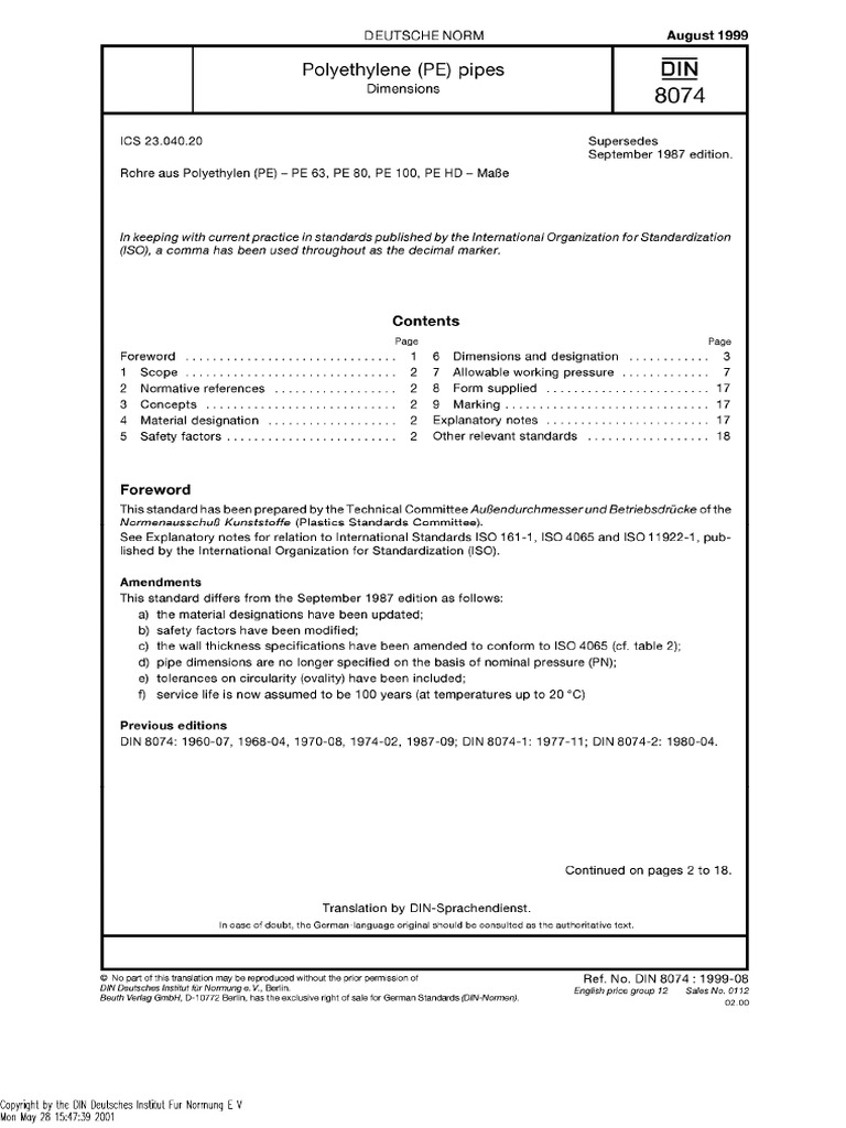 Din 8074 PDF | PDF