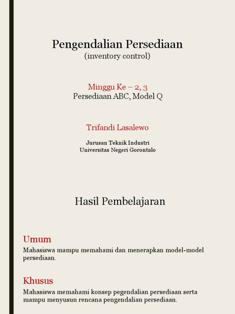 Presentasi Mata Kuliah Pengendalian Persediaan (Inventory) | PDF