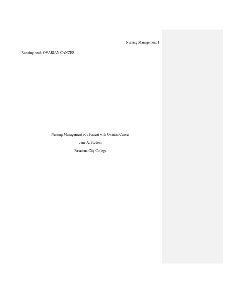 Example Case Study | PDF | Ovarian Cancer | Cancer