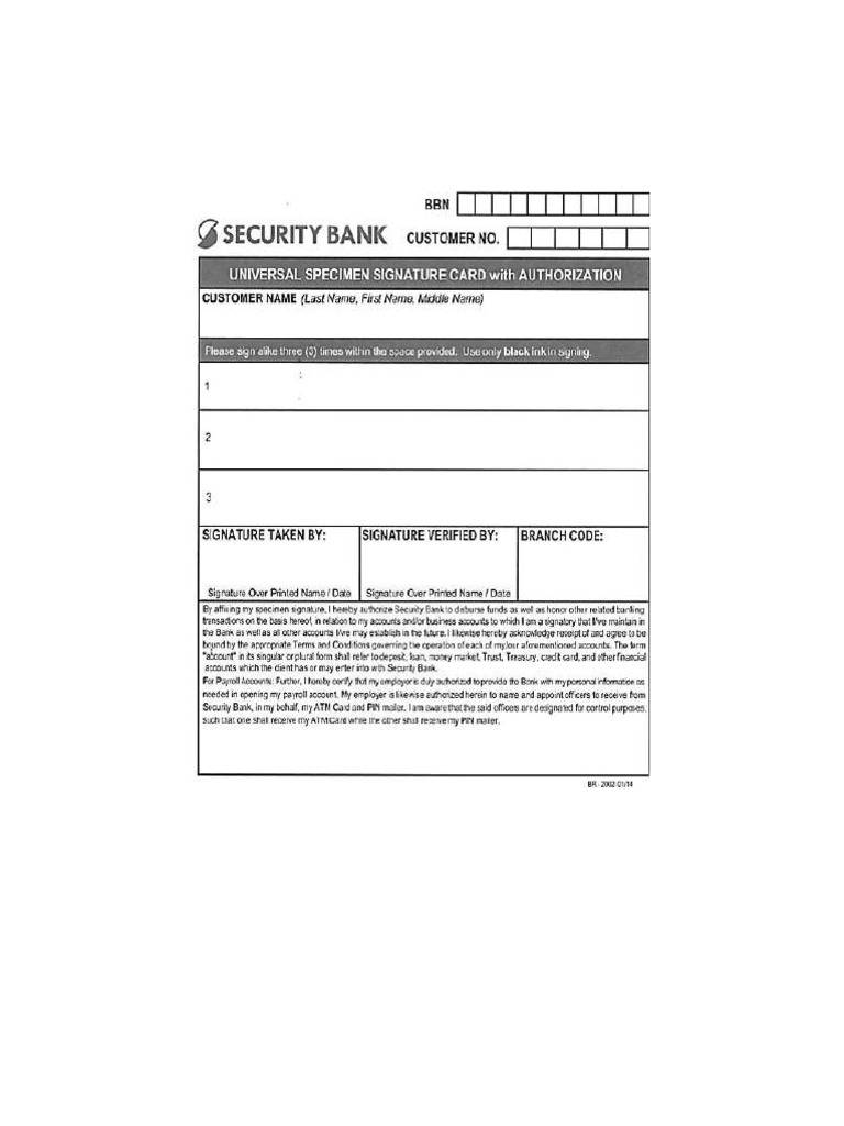 Universal Specimen Signature Card PDF | PDF