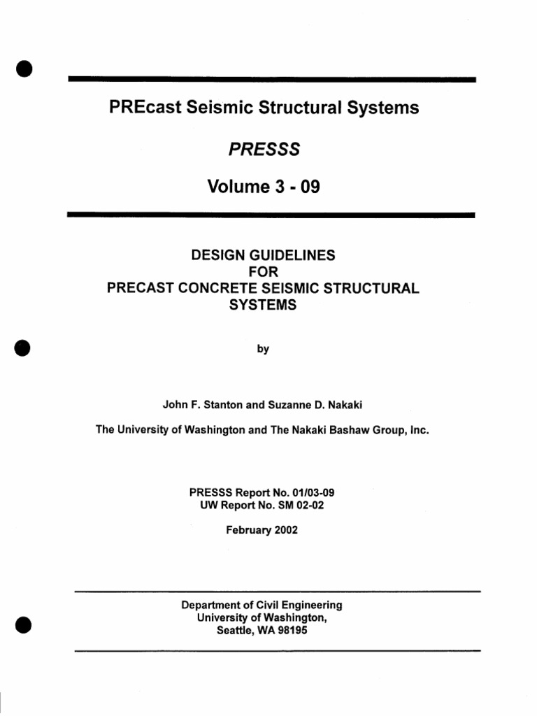 PRESSS Phase 3 - The Five Story Precast Test Building - Vol 3 9 ...