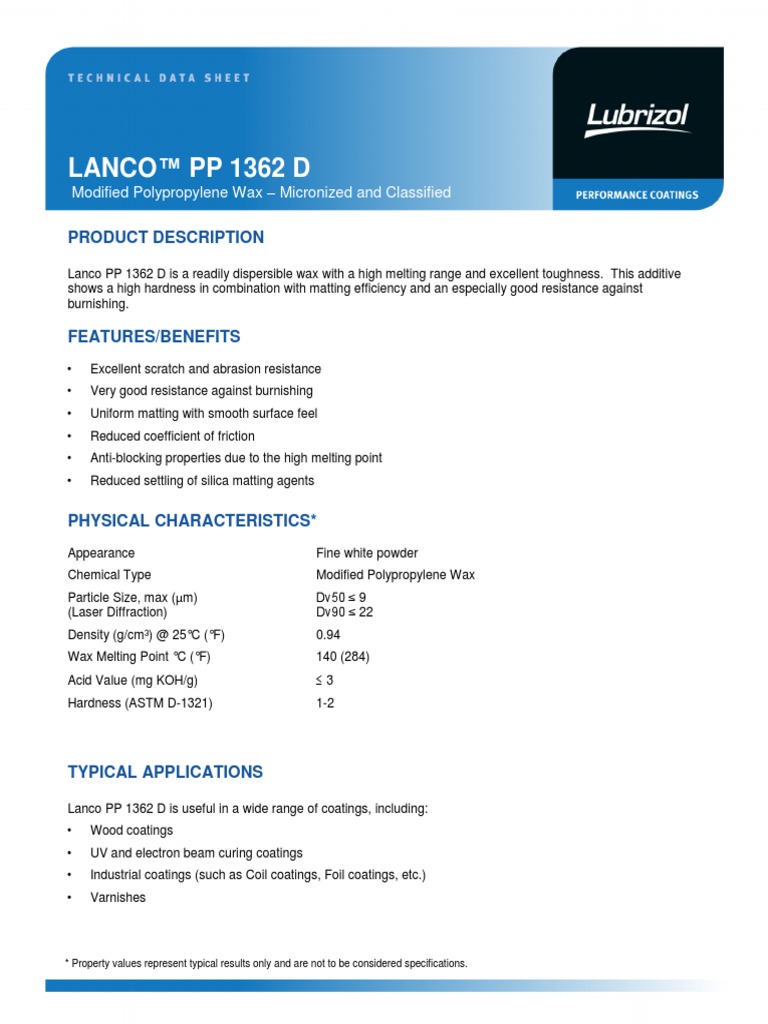 Lanco PP 1362 D | PDF | Wax | Materials