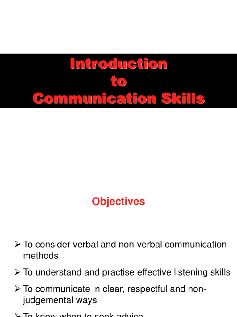 Introduction To Communication Skills | PDF | Nonverbal Communication ...