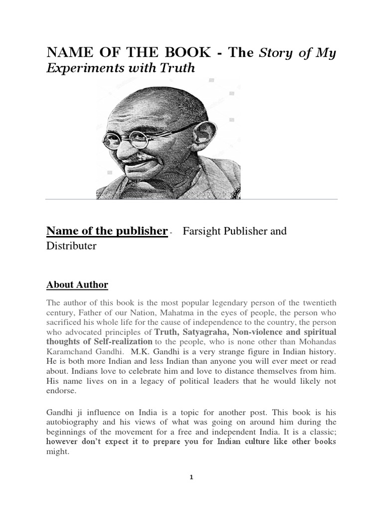 The Story of My Experiments With Truth Review | PDF | Mahatma Gandhi
