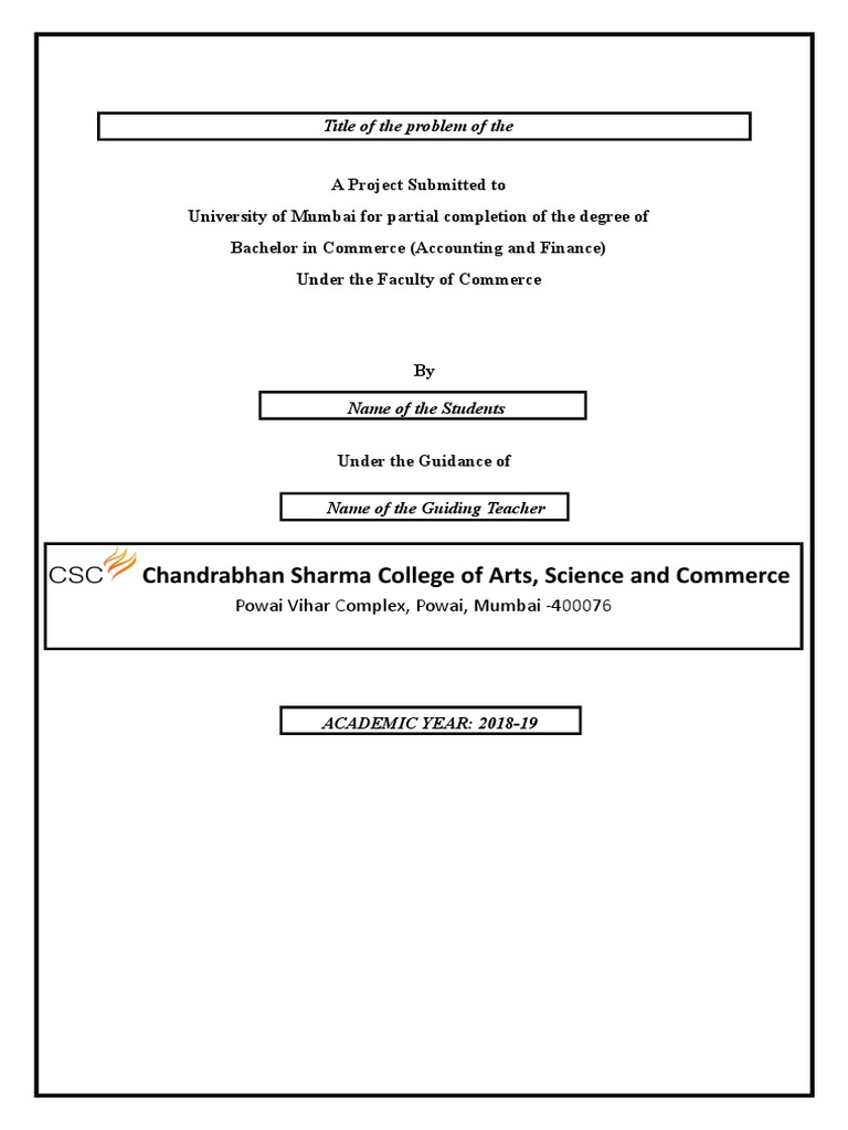Project Format | PDF | College | Academic Degree
