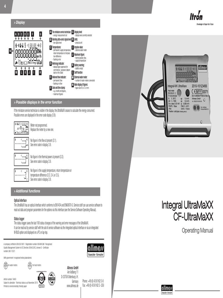 Manual de Operare CF UltraMaXX - EN | PDF | Flow Measurement | Temperature