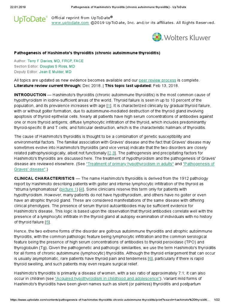 Pathogenesis of Hashimoto's Thyroiditis (Chronic Autoimmune Thyroiditis ...