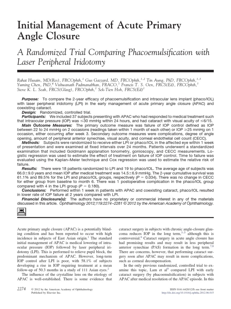 Initial Management of APAC | PDF | Glaucoma | Ophthalmology
