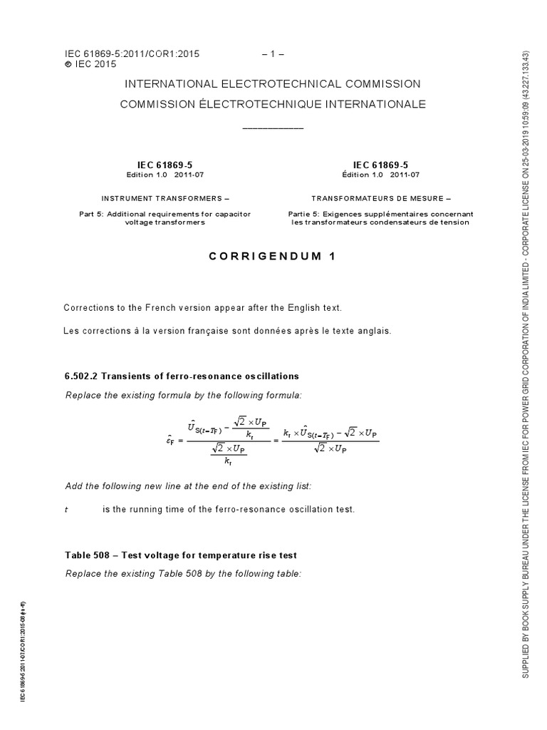 IEC 61869-5: Capacitor Voltage Transformers | PDF | Transformer | Power ...