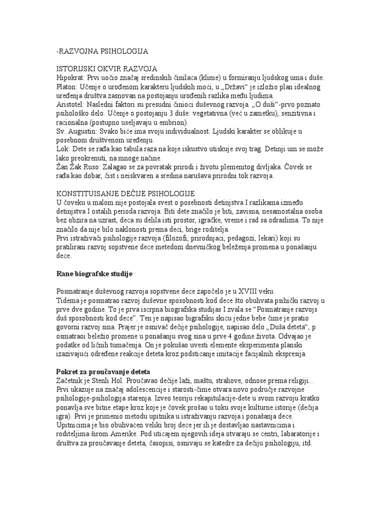 Razvojna Psihologija | PDF