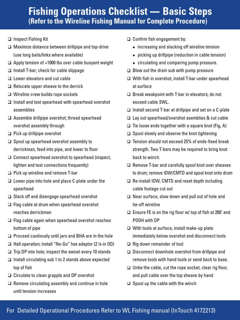 Fishing Operations Checklist Basic Steps | PDF | Nature
