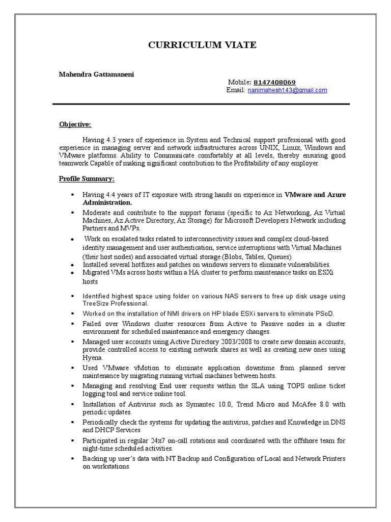 Mahi Resume | PDF | Cloud Computing | V Mware