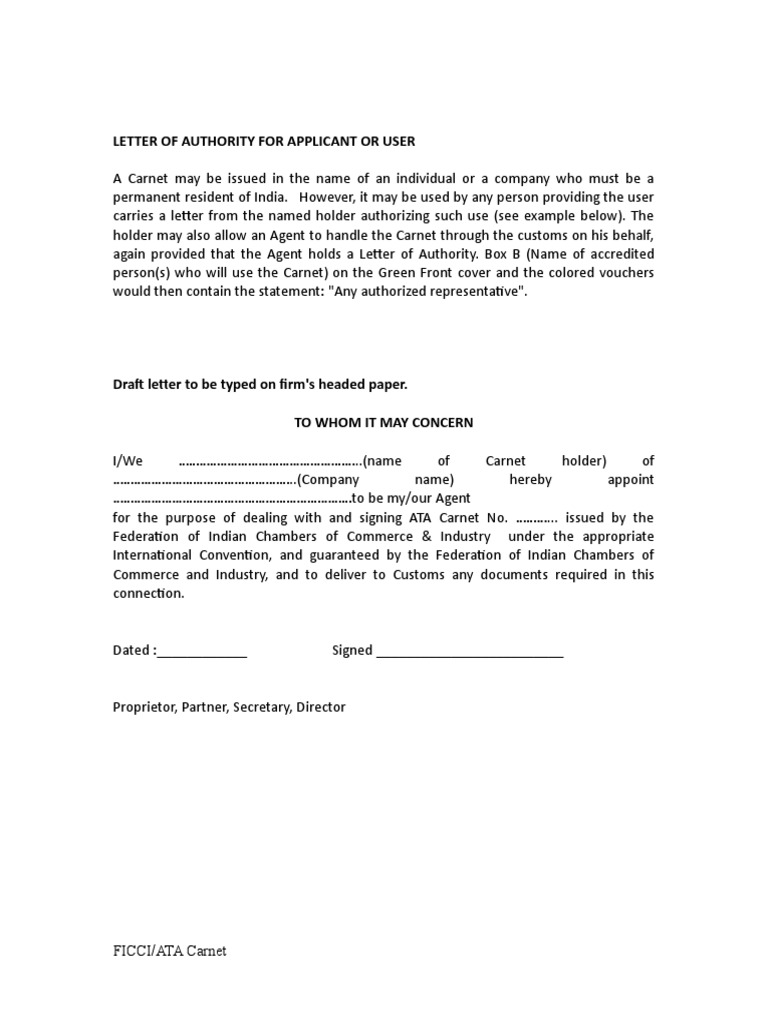 Letter of Authority | PDF