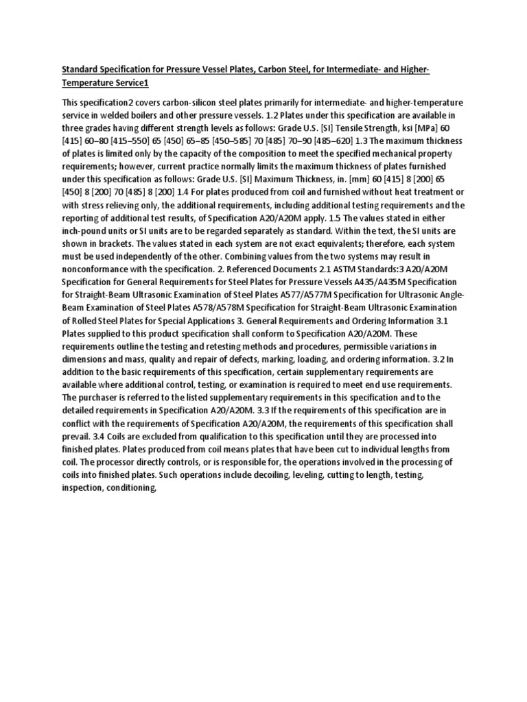 Standard Specification For Pressure Vessel Plates | PDF | Civil ...