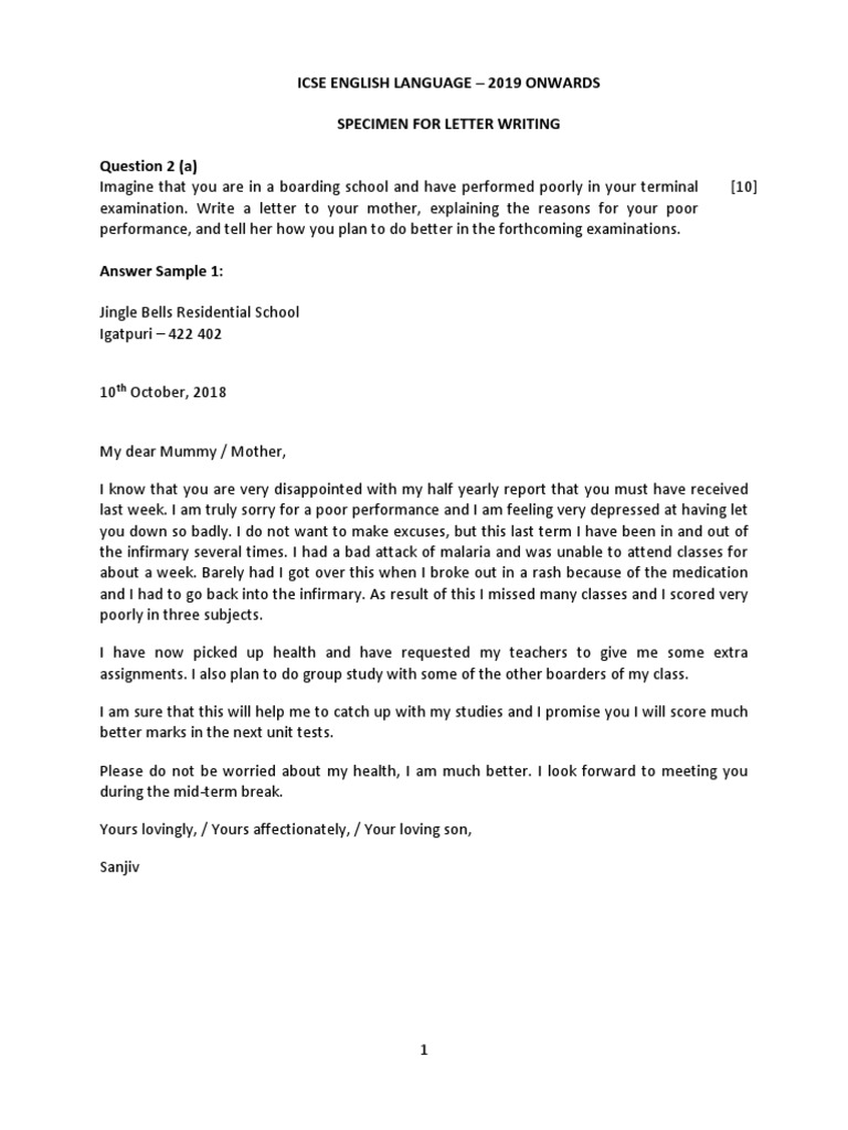 Addressing Poor Academic Performance: A Sample Letter from a Student to ...