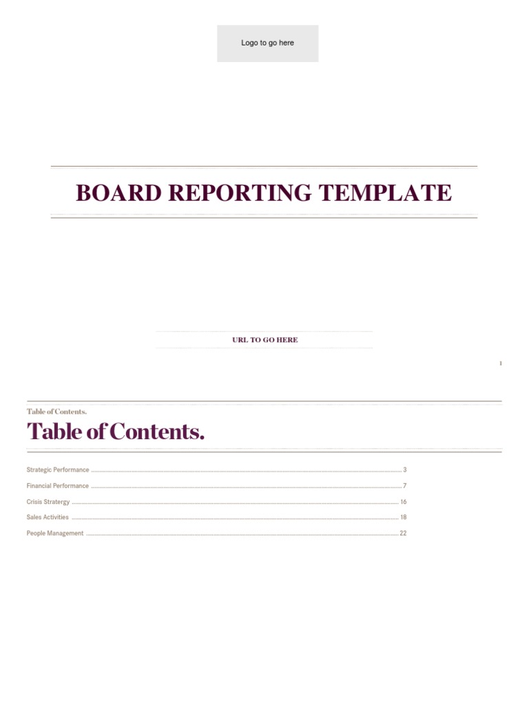 Board Reporting Template | PDF | Working Capital | Revenue