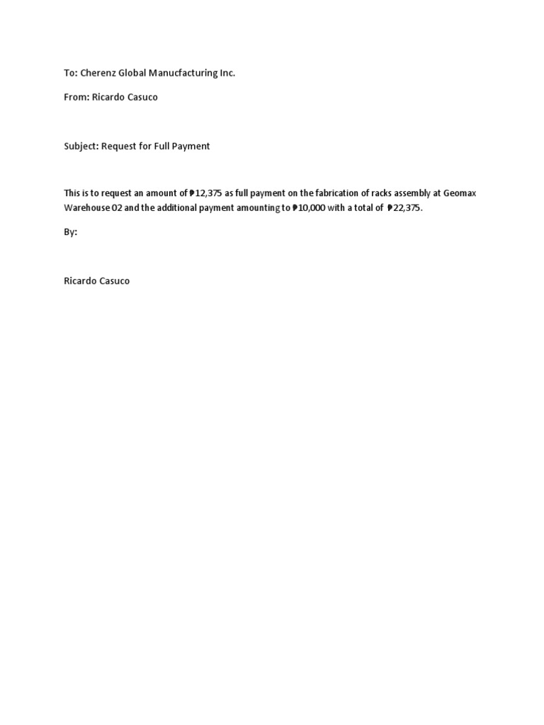 Request For Full Payment | PDF