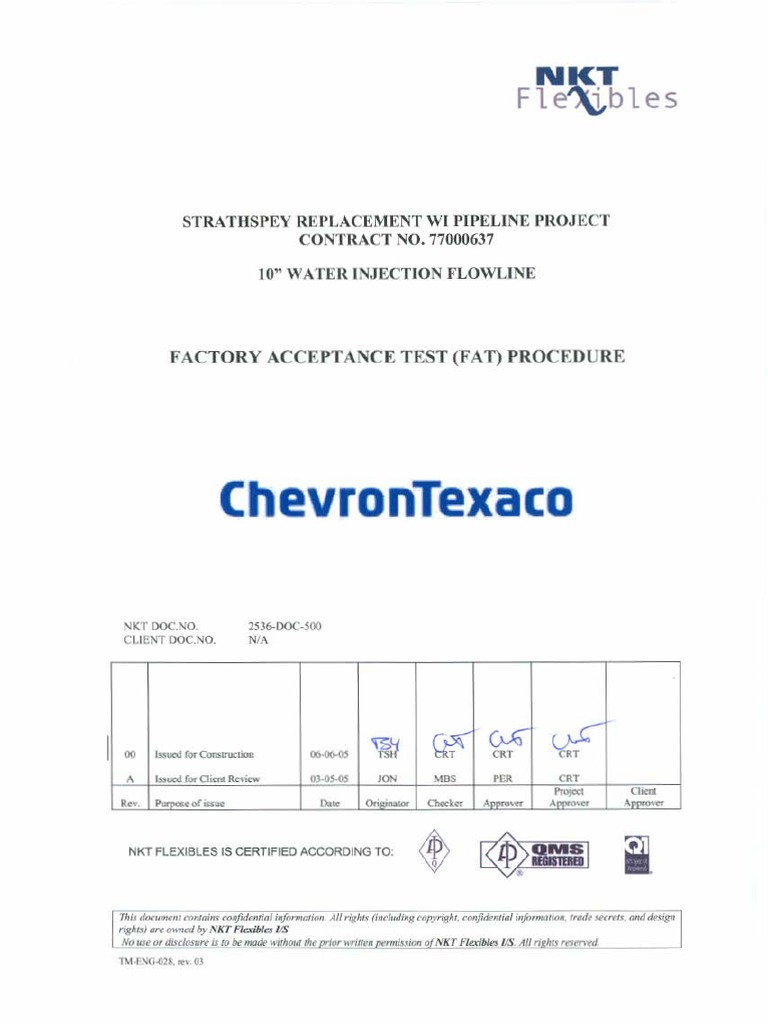 FAT Test Procedure NKT Flexible Hose PDF | PDF | Pressure Measurement ...