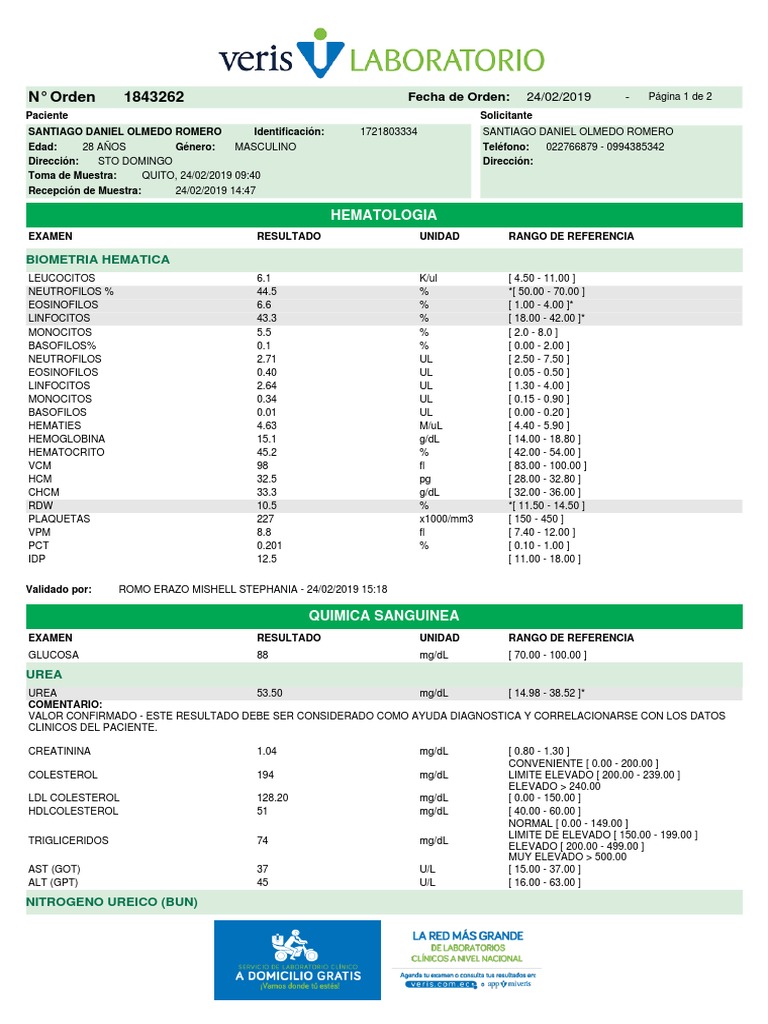 Info de Laboratorio | PDF | Biología | Medicina CLINICA