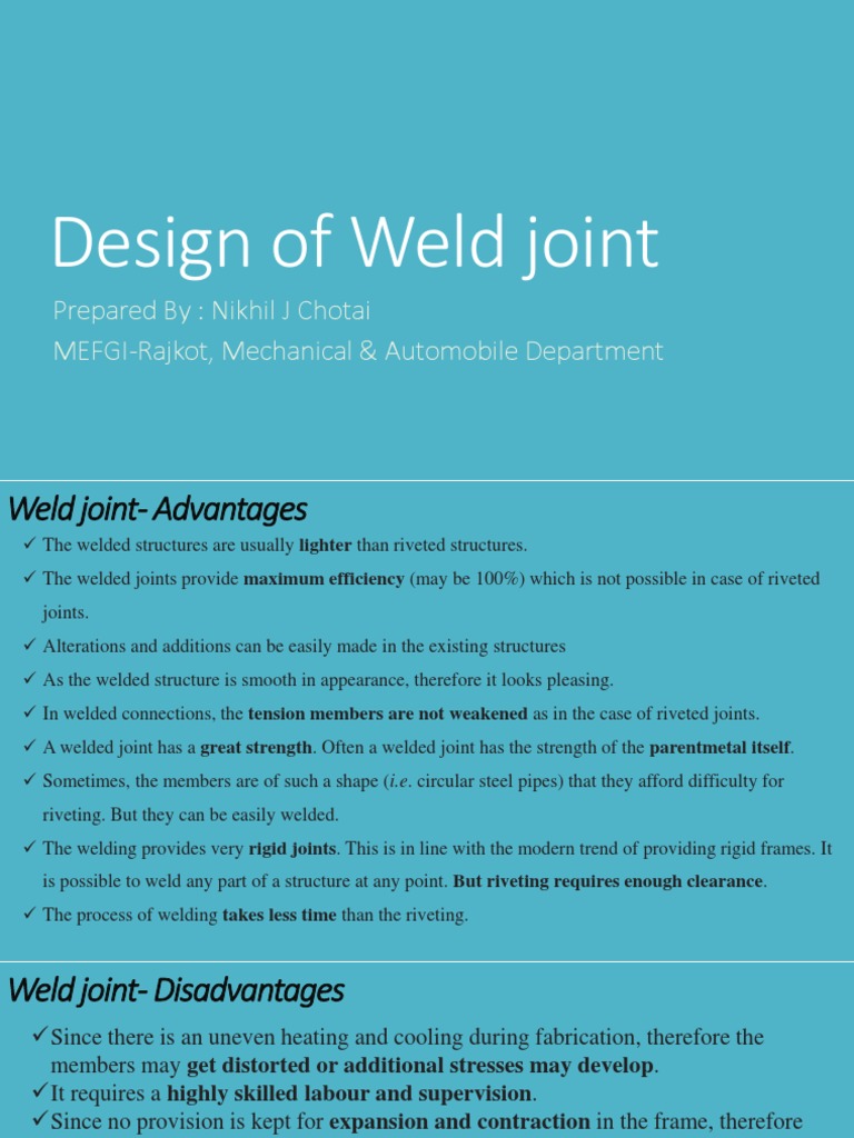 Design of Weld Joint | PDF | Rivet | Welding
