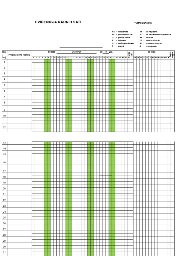 Evidencija Radnih Sati | PDF