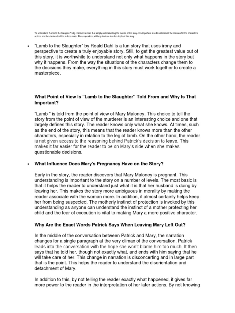Lamb To The Slaughter Analysis | PDF | Crime Thriller