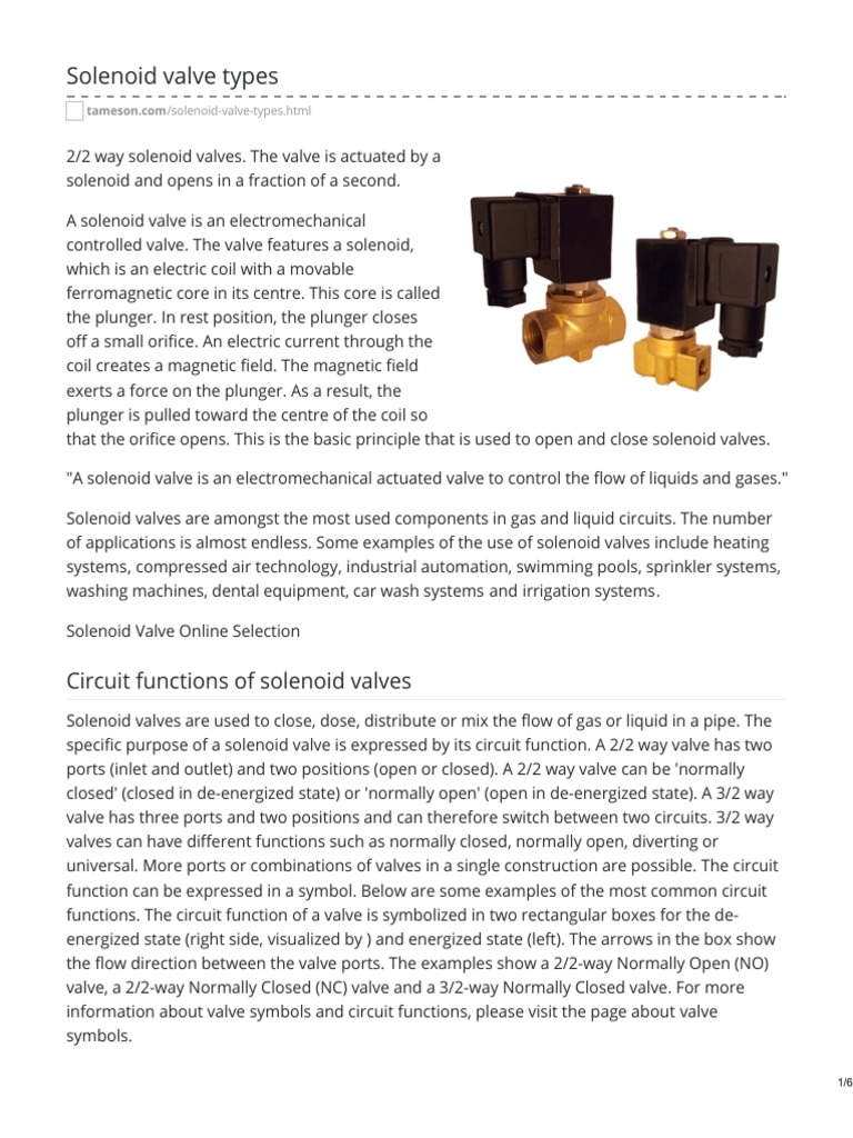 Solenoid Valve Types | PDF | Valve | Mechanical Engineering