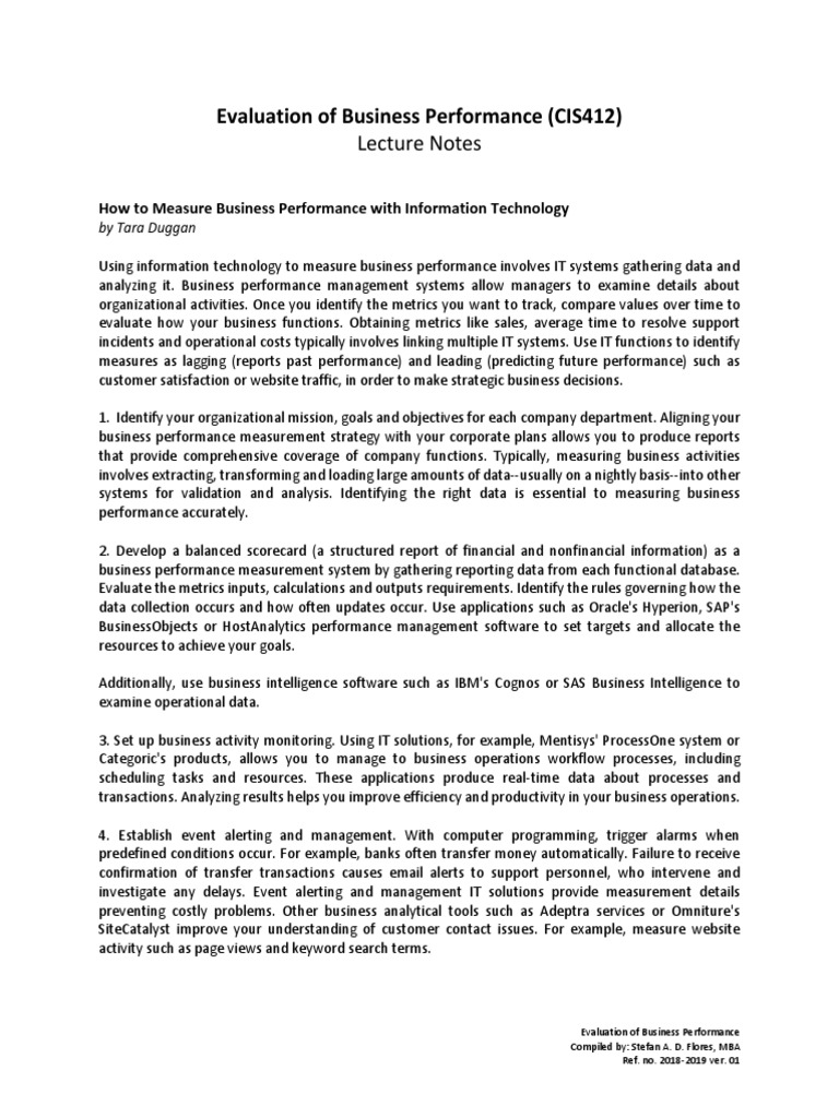 Evaluation of Business Performance.pdf | Net Present Value | Business ...