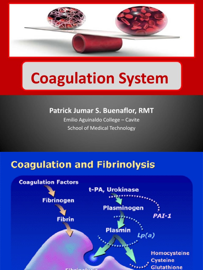 Coagulation System: Patrick Jumar S. Buenaflor, RMT | PDF | Coagulation ...