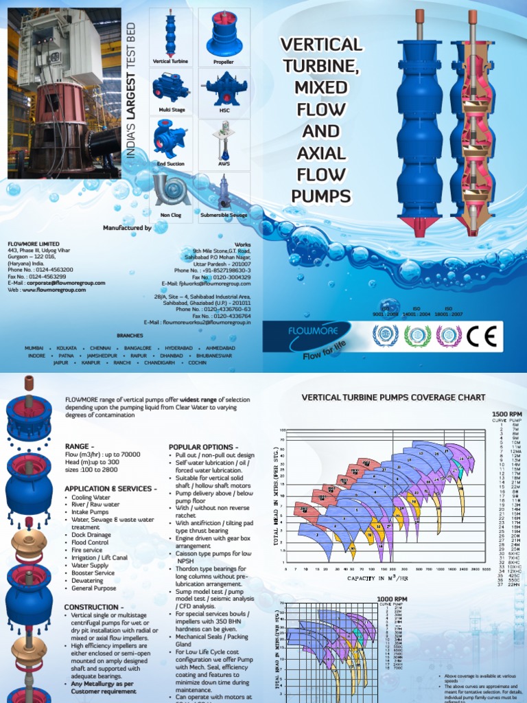 Vertical Turbine, Mixed Flow AND Axial Flow Pumps | PDF | Bearing ...