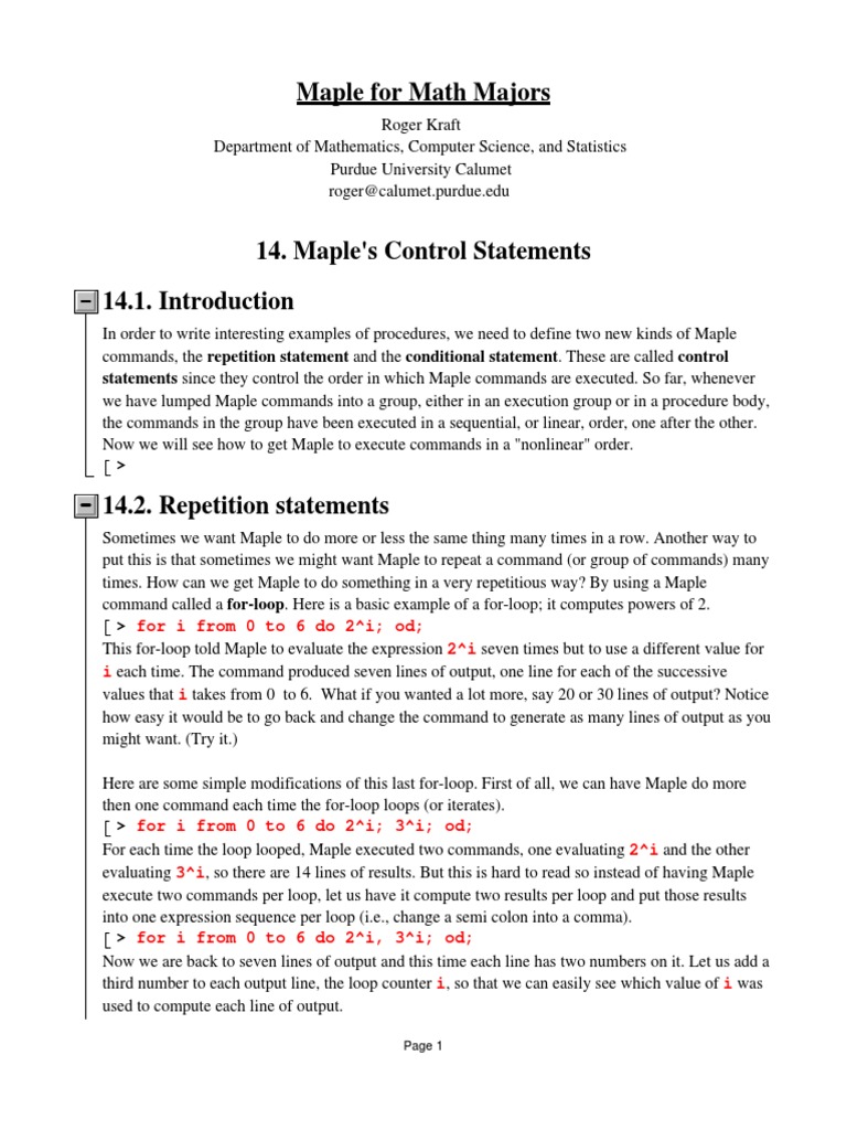Maple For Loops | PDF | Summation | Control Flow