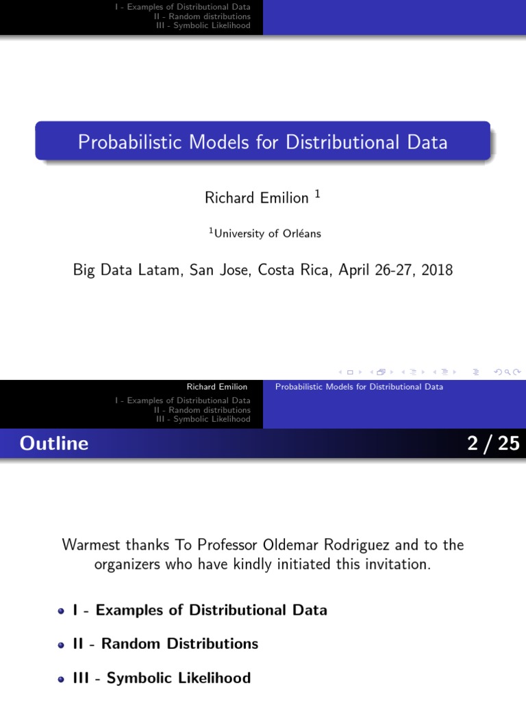 Probabilistic Models for Distributional Data: An Overview of Examples ...