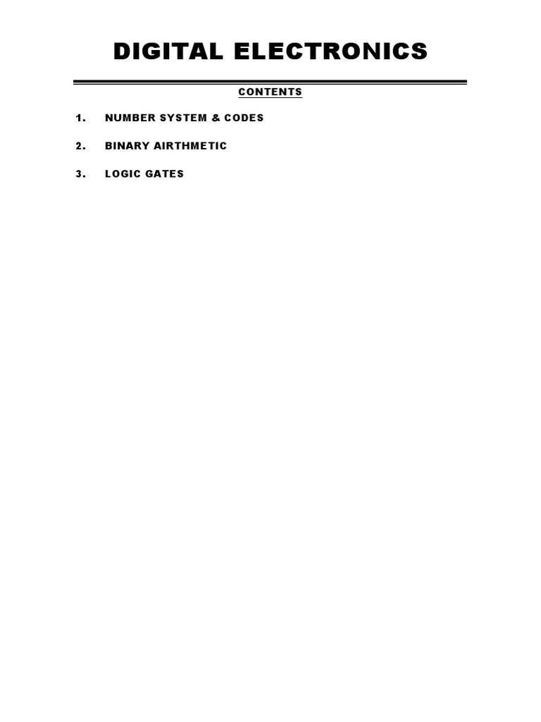 Digital Electronics: 1. Number System & Codes 2. Binary Airthmetic 3 ...